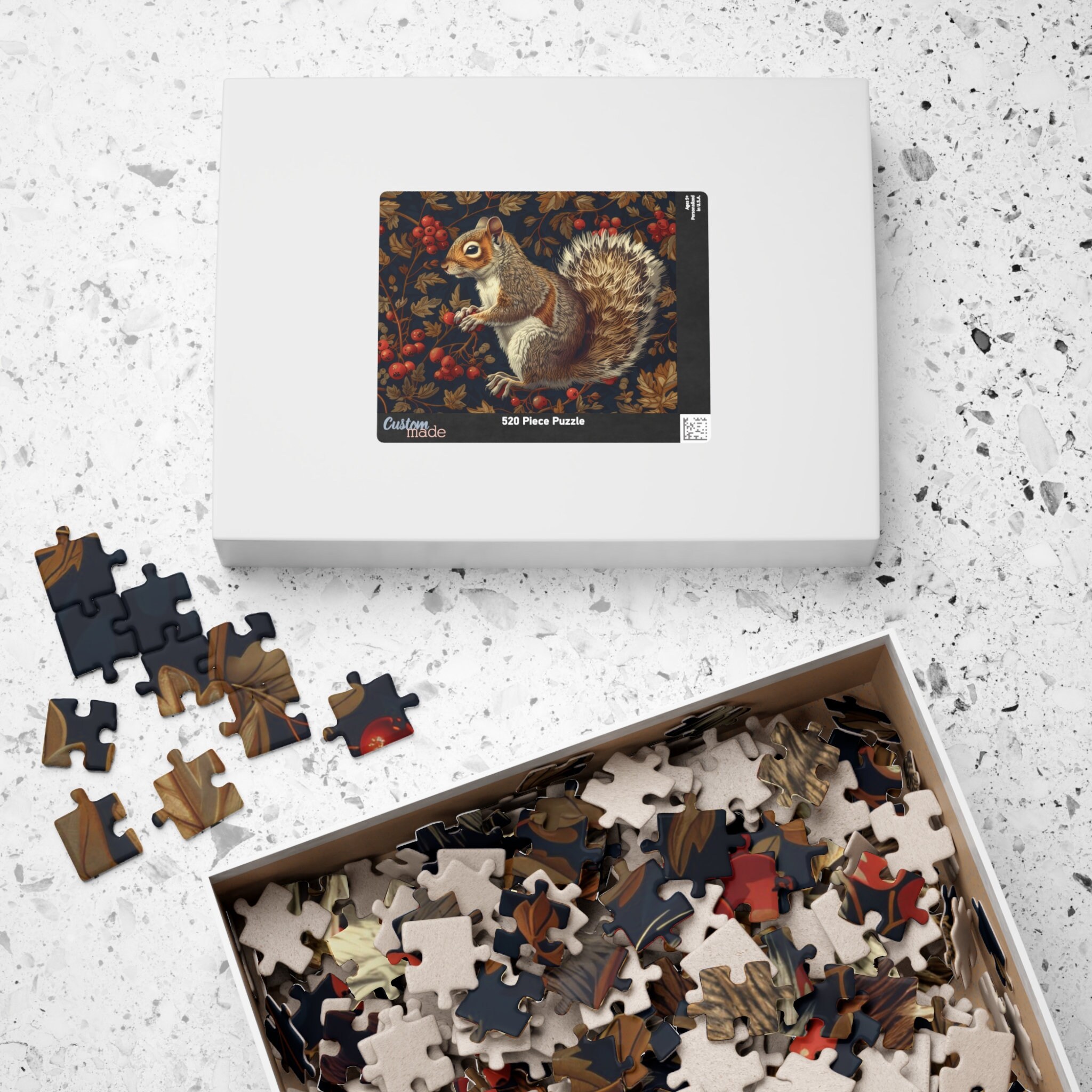 William Morris Inspired Squirrel Puzzle in 110, 252, 520, or 1014 ...