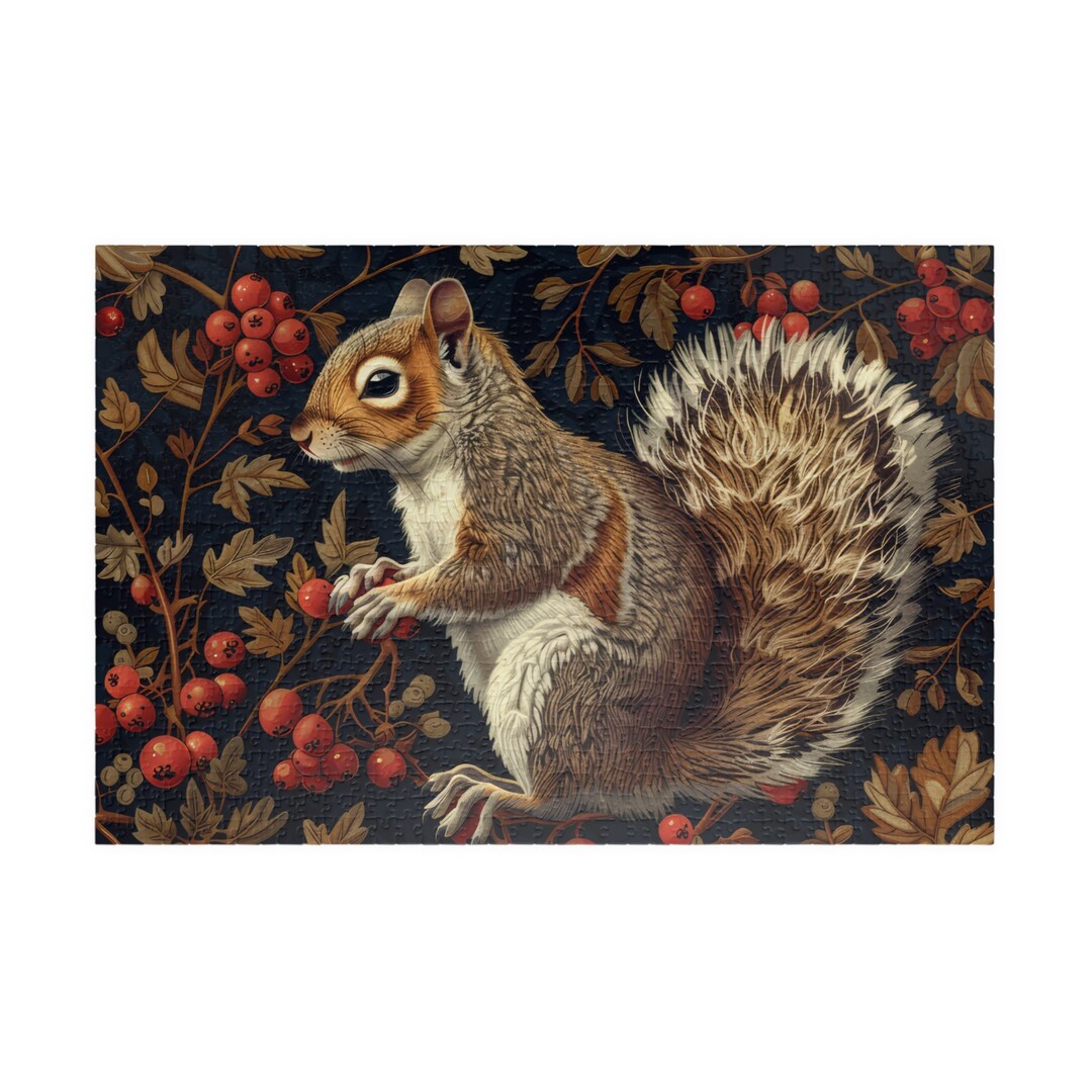 William Morris Inspired Squirrel Puzzle in 110, 252, 520, or 1014 ...