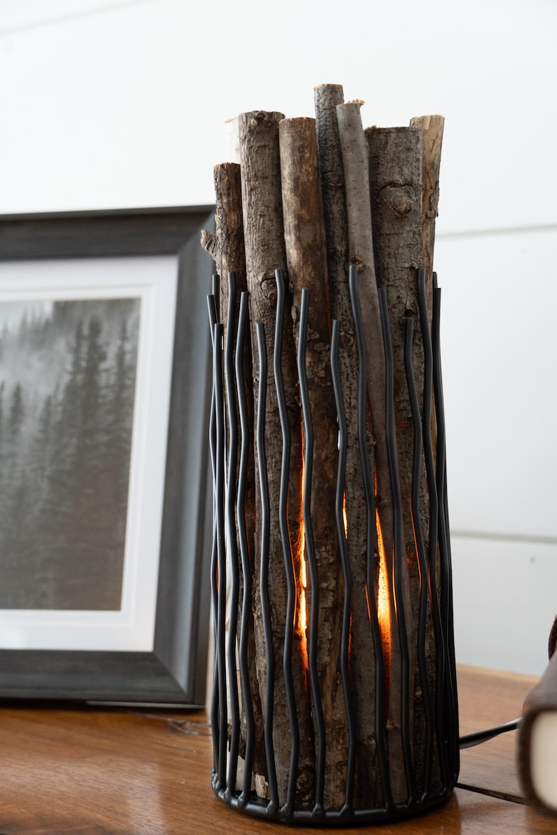 Bespoke Campfire Lamp: Rustic Wood Cabin Lighting - Etsy