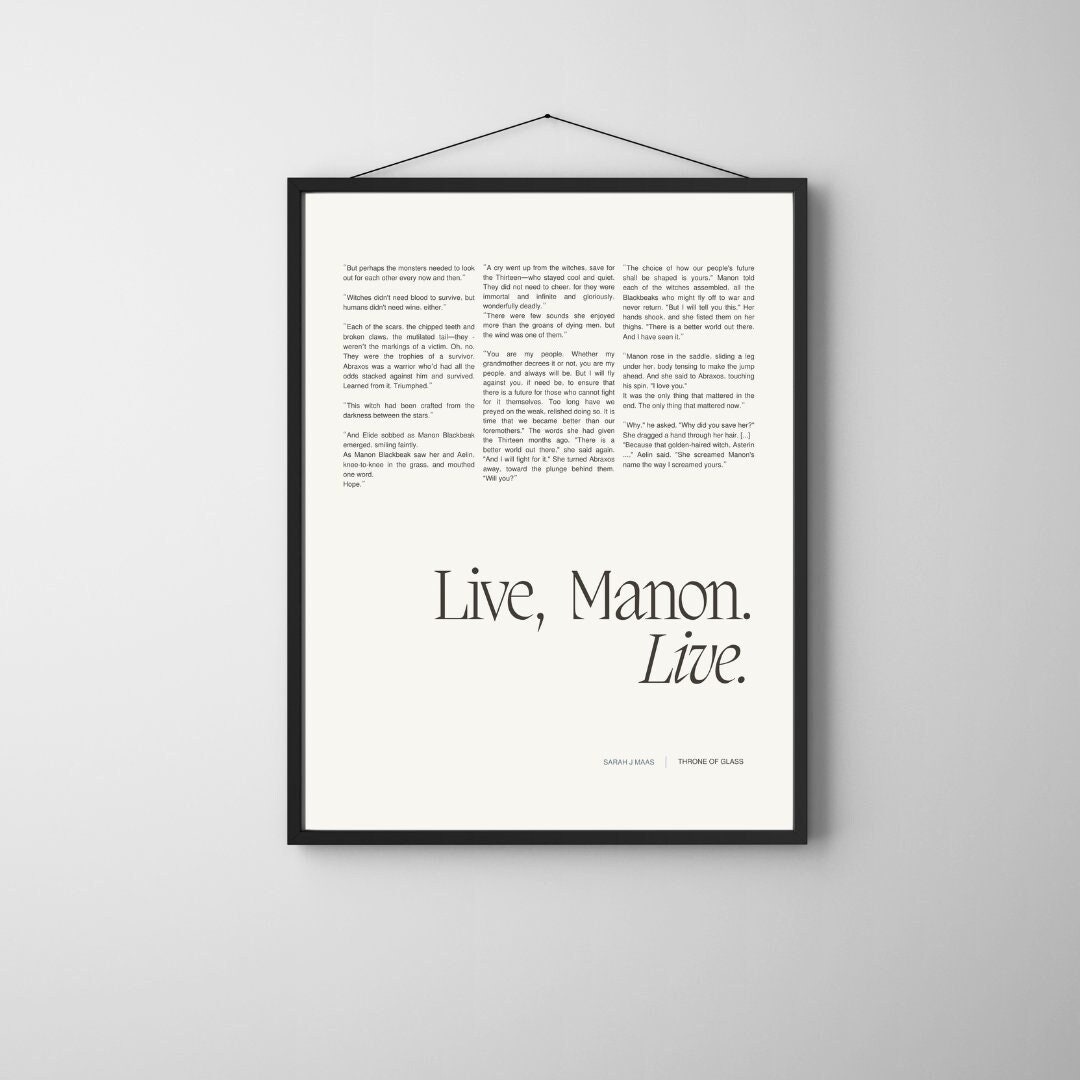 Throne of Glass Print | Manon Blackbeak Quotes | 'live Manon, Live ...
