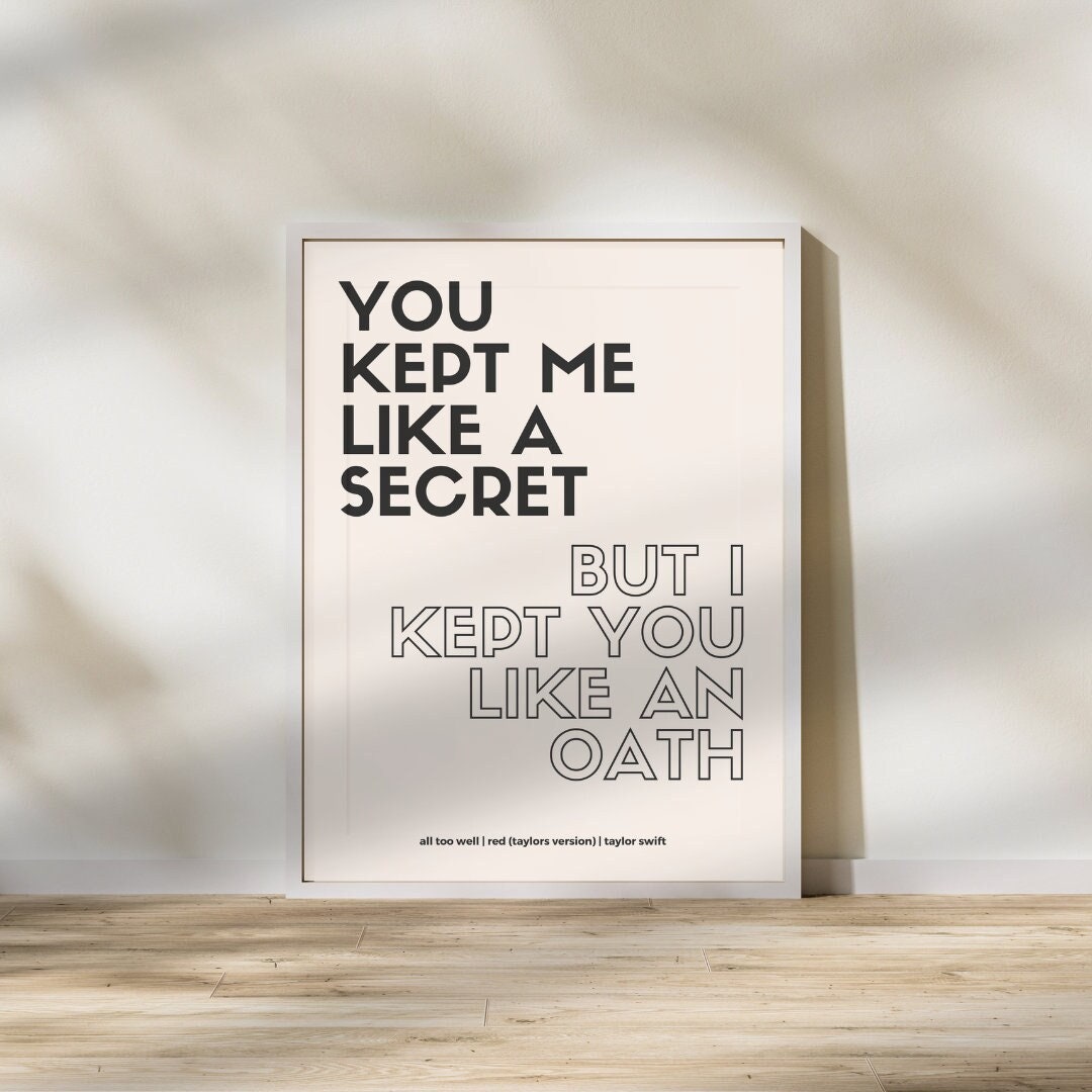 Taylor Swift Poster | Minimalist Aesthetic | "you Kept Me Like a Secret ...