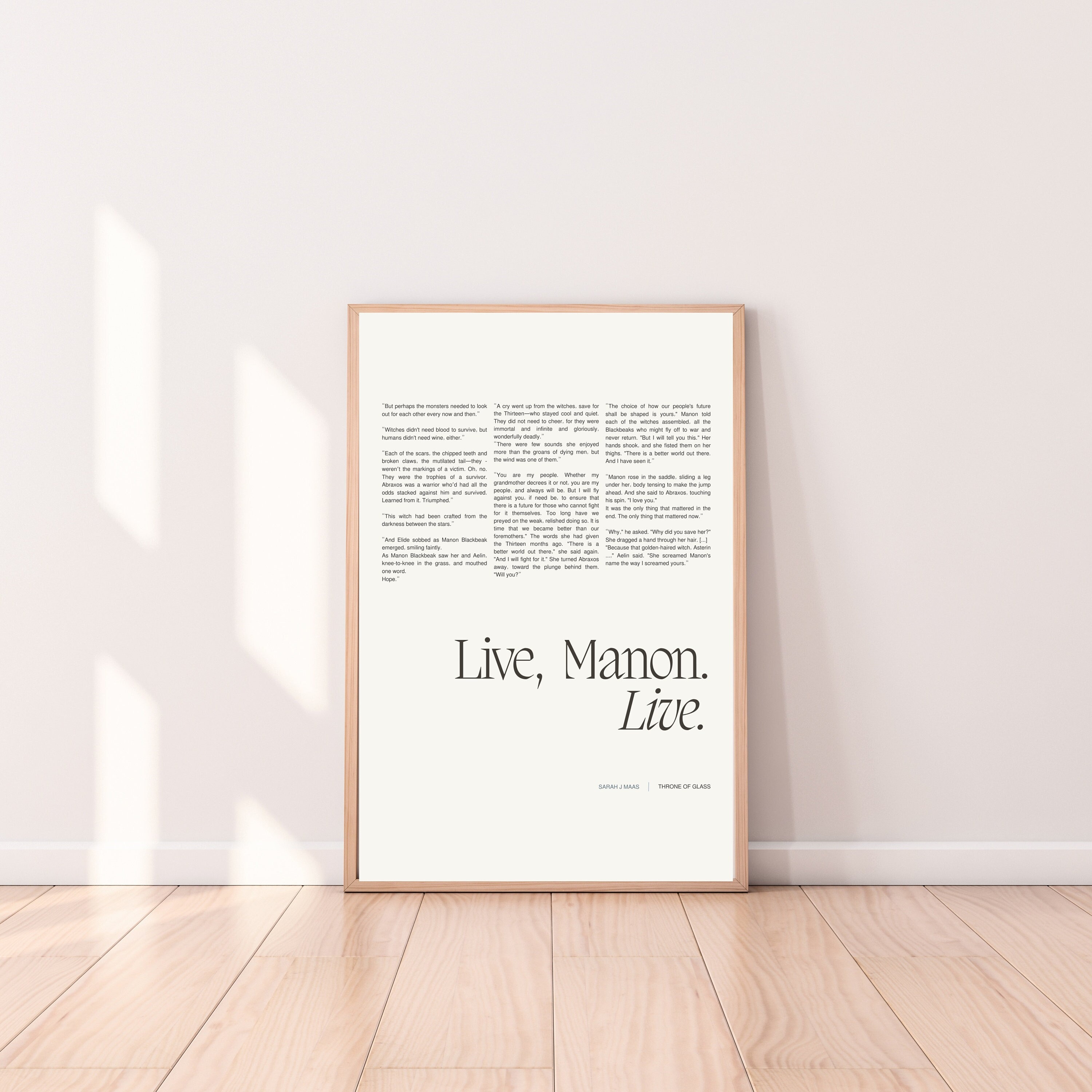 Throne of Glass Print Manon Blackbeak Quotes 'live Manon, Live' Wall ...