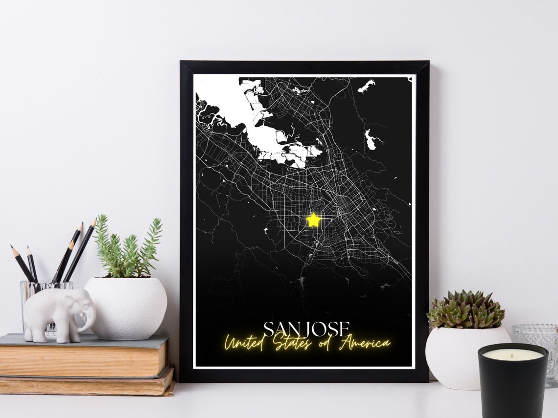 Night Theme Map, Customized Map Print, Custom Map Poster, Personalized ...