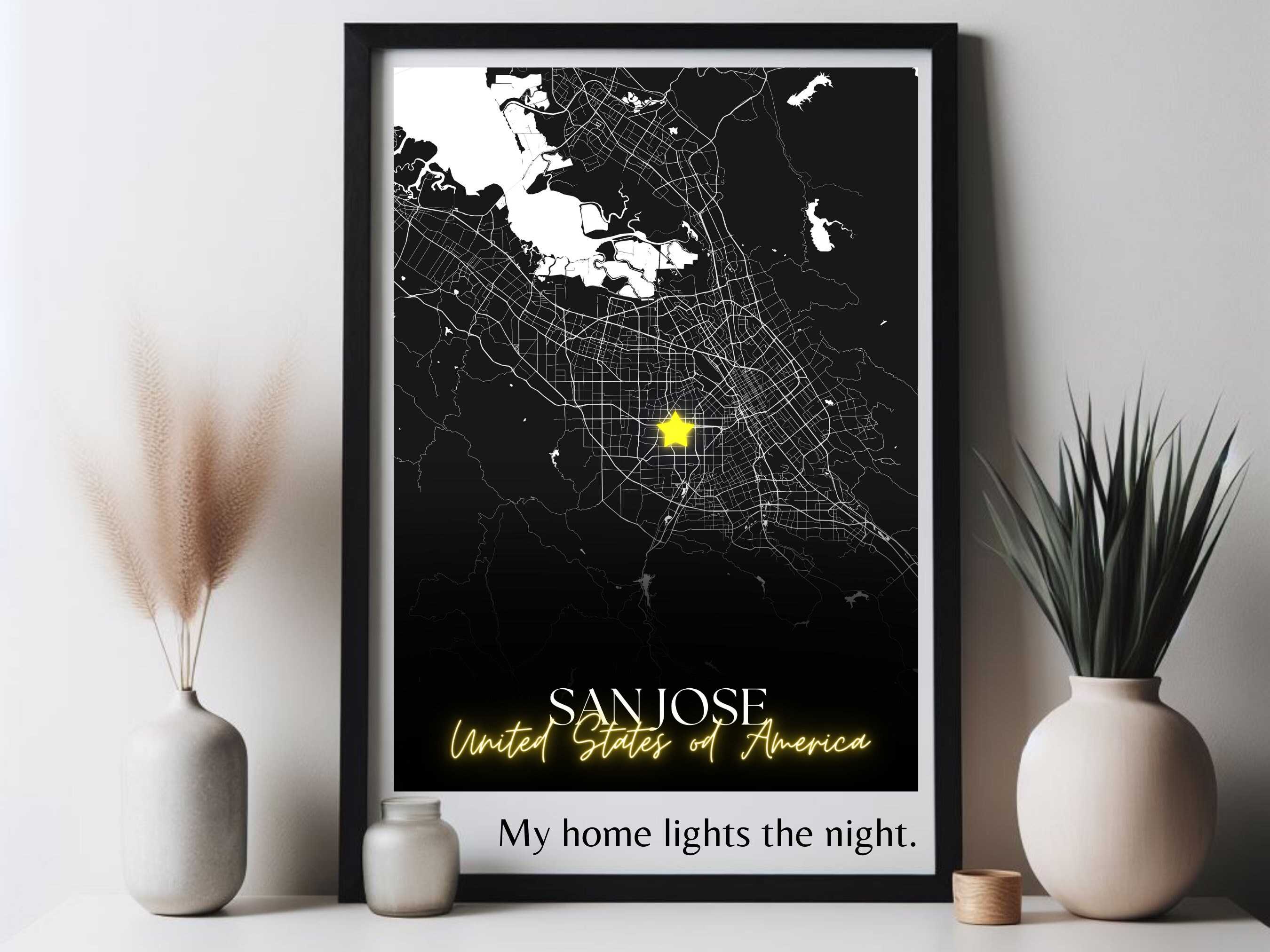 Night Theme Map, Customized Map Print, Custom Map Poster, Personalized ...