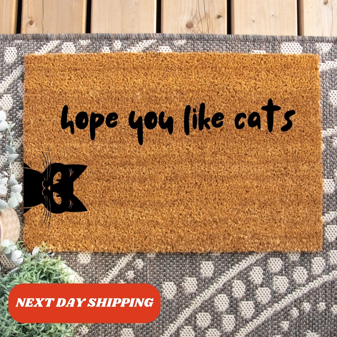 Hope You Like Cats Door Mat, Peeking Cat, Housewarming Gift, Cats, Cat ...