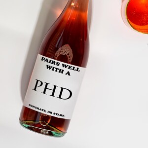 Pairs Well With A PHD Champagne Label, Graduation Gift, Graduation Wine ...