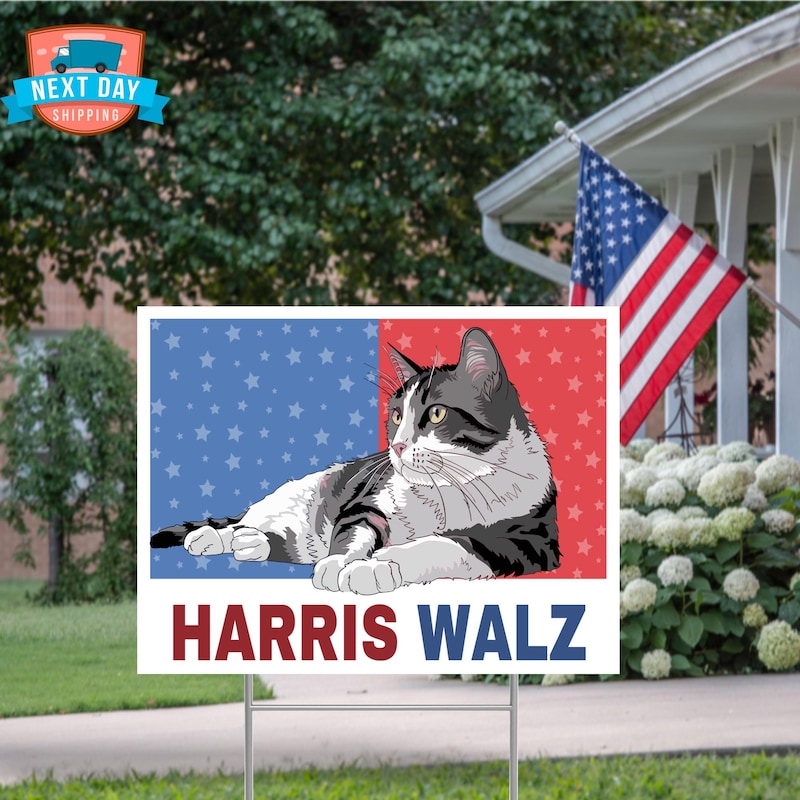 Harris Walz Cat Yard Sign - Etsy