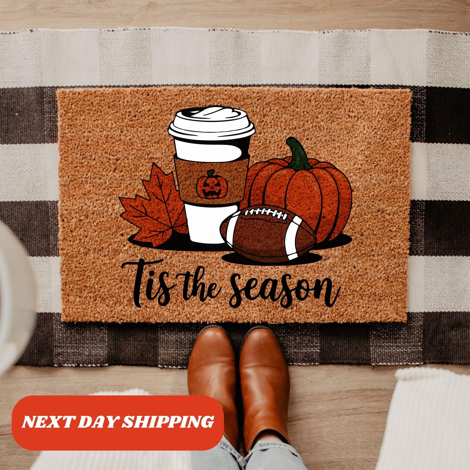 Tis the Season Welcome Mat, Pumpkin Spice, Autumn Decor, Autumn Welcome ...