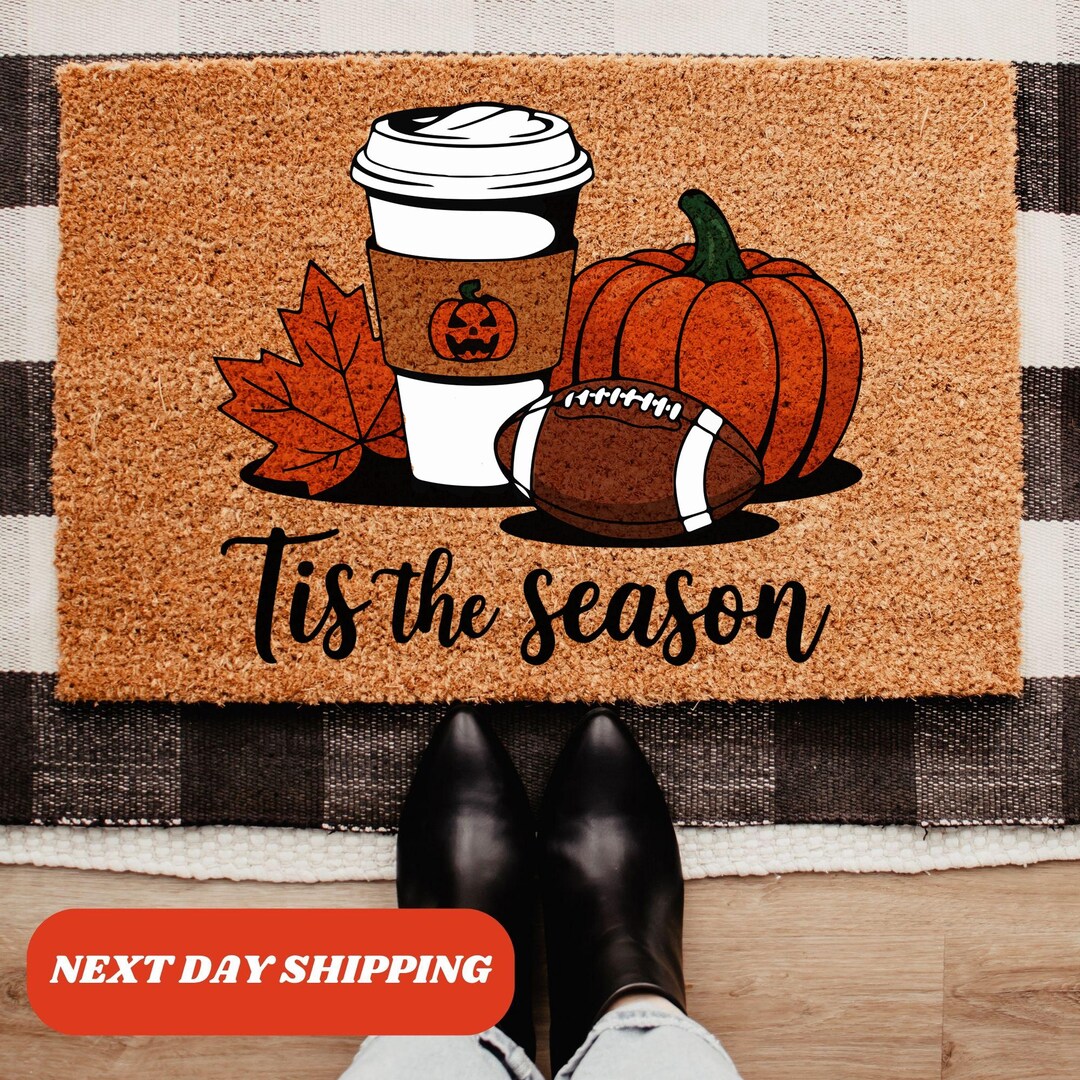 Tis the Season Welcome Mat, Pumpkin Spice, Autumn Decor, Autumn Welcome ...