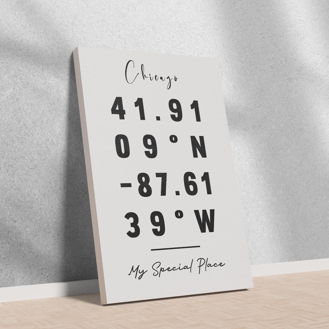 Custom Location Coordinate Wall Art, Canvas Wall Art, Housewarming Gift ...