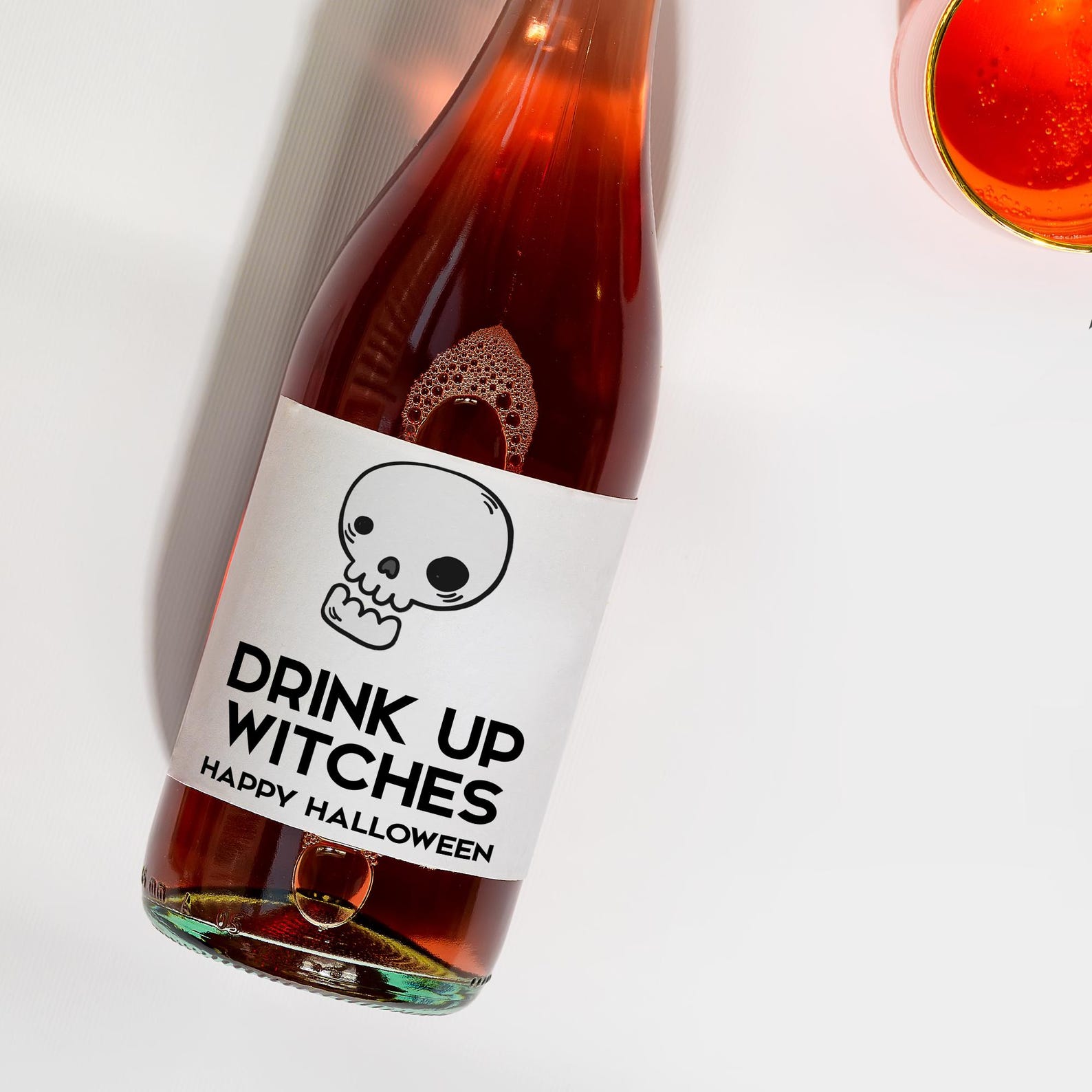 Drink up Witches Halloween Bottle Label, Halloween Party Decor ...