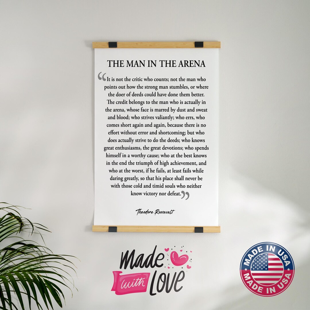 The Man in the Arena Hanging Canvas, Man in the Arena Print ...