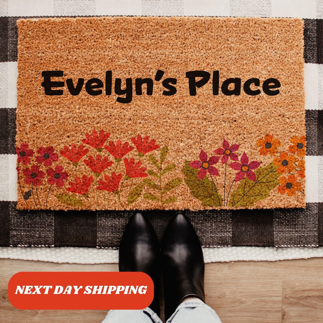 Personalized Doormat, Custom Welcome Mat, Flower Doormat, New Home Gift ...