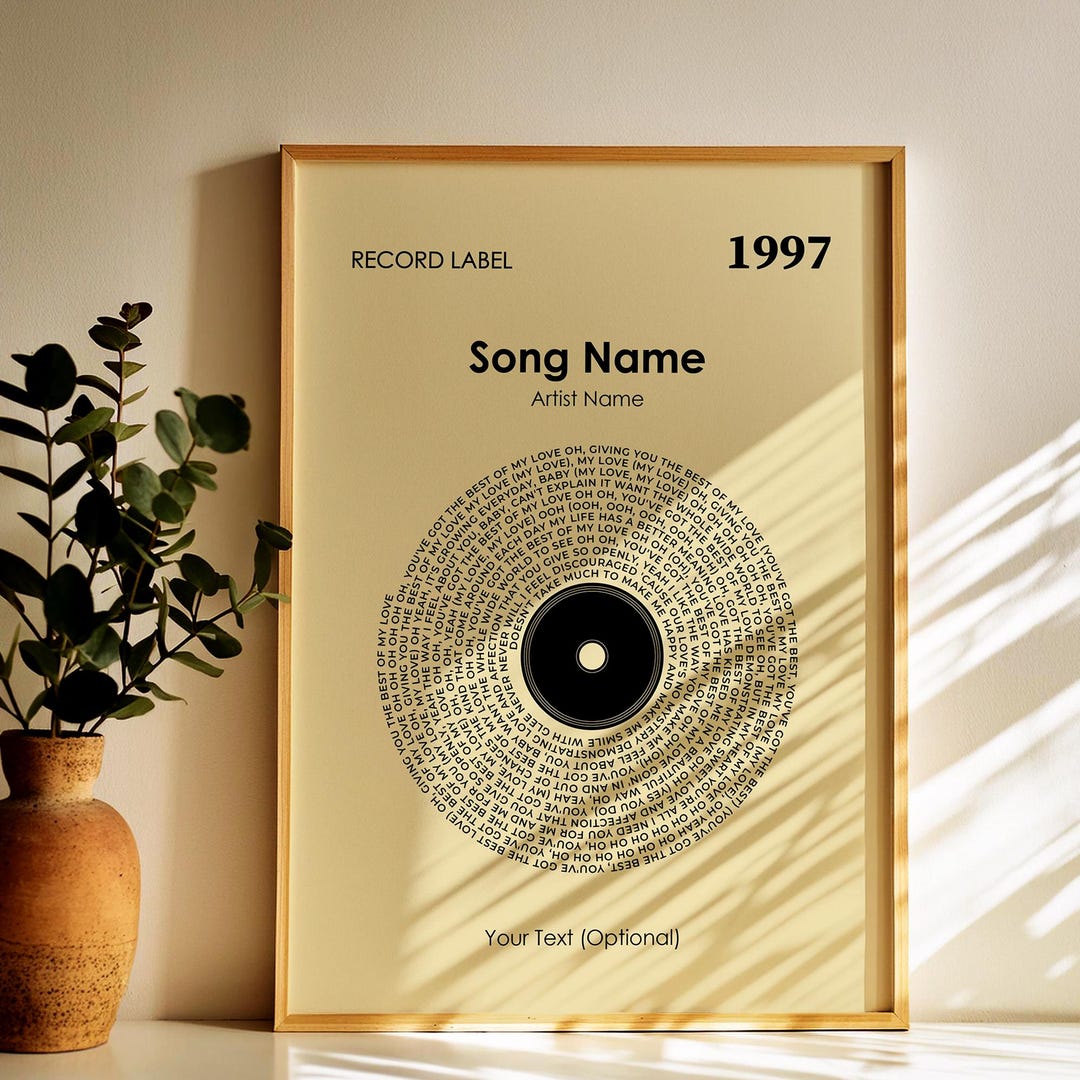 Custom Vinyl Song Lyric Print, Anniversary Gift, Favorite Song Print ...