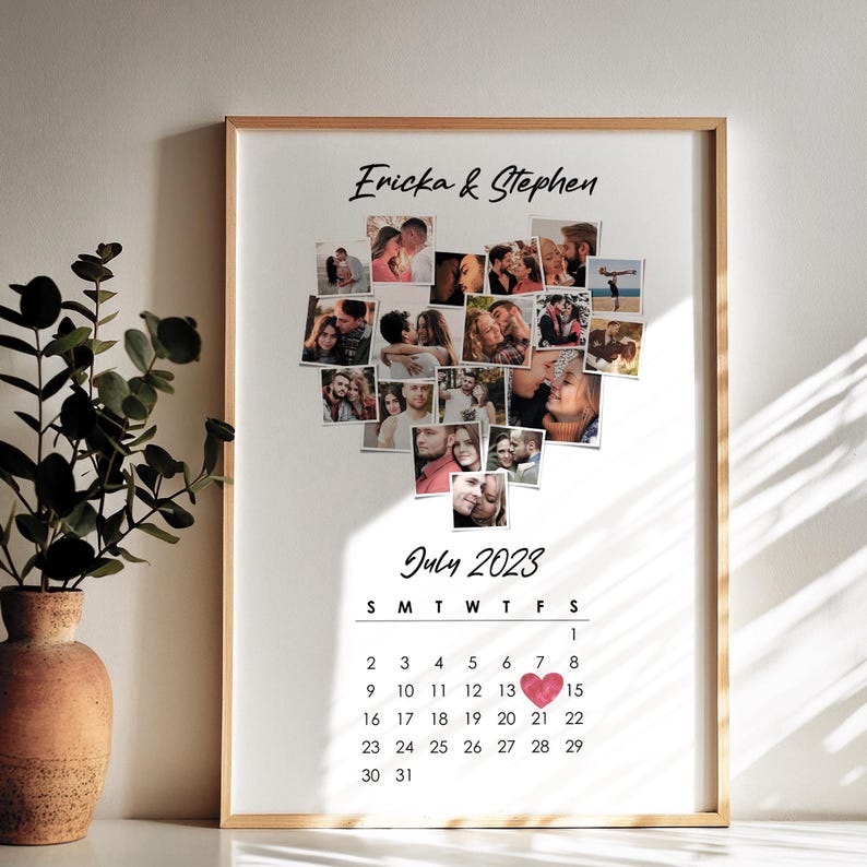 Personalized Couple Heart Shape Photo Collage Print, Personalized Gift ...