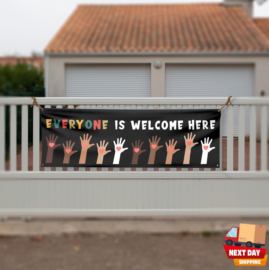 Everyone is Welcome Here Vinyl Banner, Garden Decor, Idaho Teacher ...