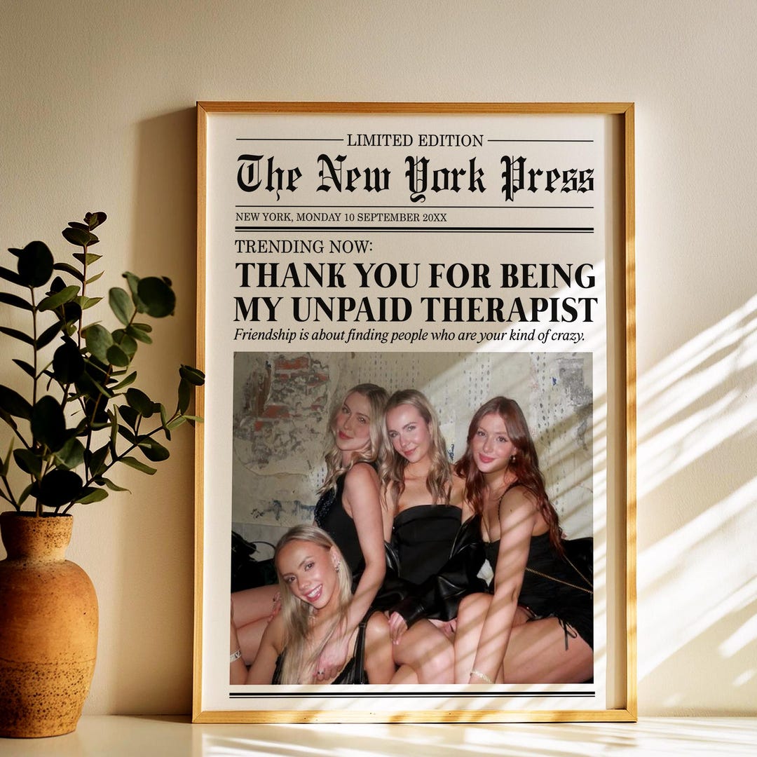 Custom Best Friend Newspaper Framed Print, Friends Wall Art, Friendship ...