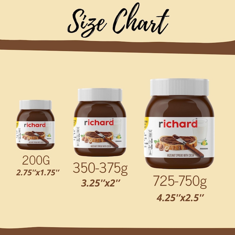 Customized Nutella Sticker, Custom Nutella Label, Nutella Lover Gift ...