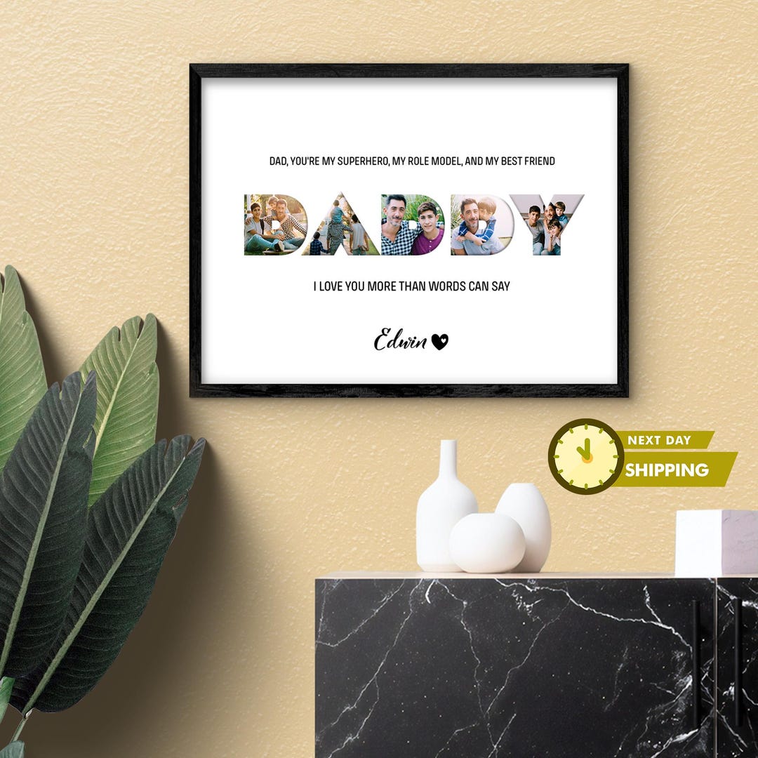 Daddy Photo Collage, Daddy Photo Frame, Personalized Gift for Dad ...