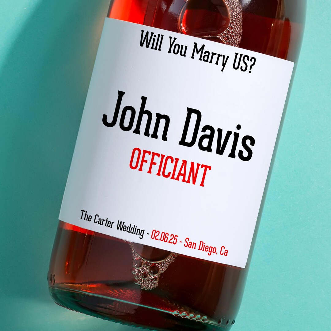 Will You Marry Us Wine Label, Wedding Champagne Label, Whiskey Bottle ...