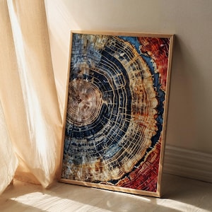 Tree Ring Framed Wall Art, Colorful Tree Ring Wall Decor, Minimalist ...