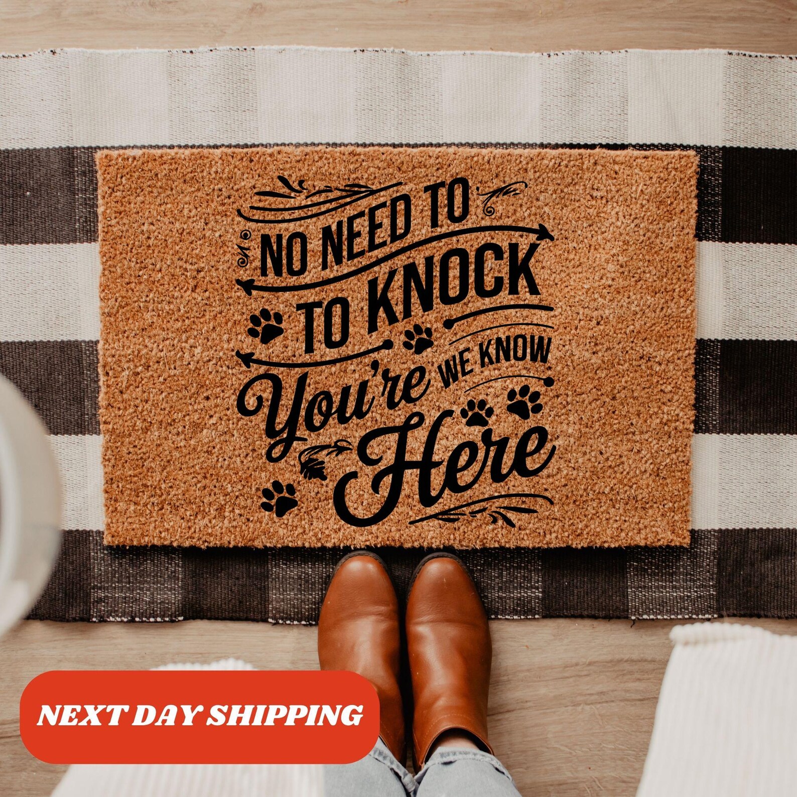 No Need to Knock We Know You're Here, Housewarming Gift, Funny Door Mat ...