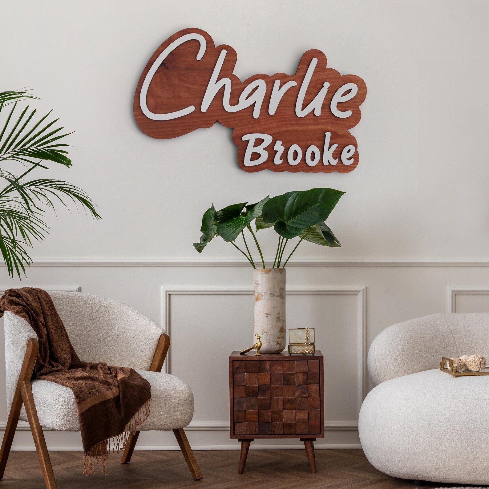 Layered Wood Name Sign, Custom Name Wood Sign, Living Room Decor ...