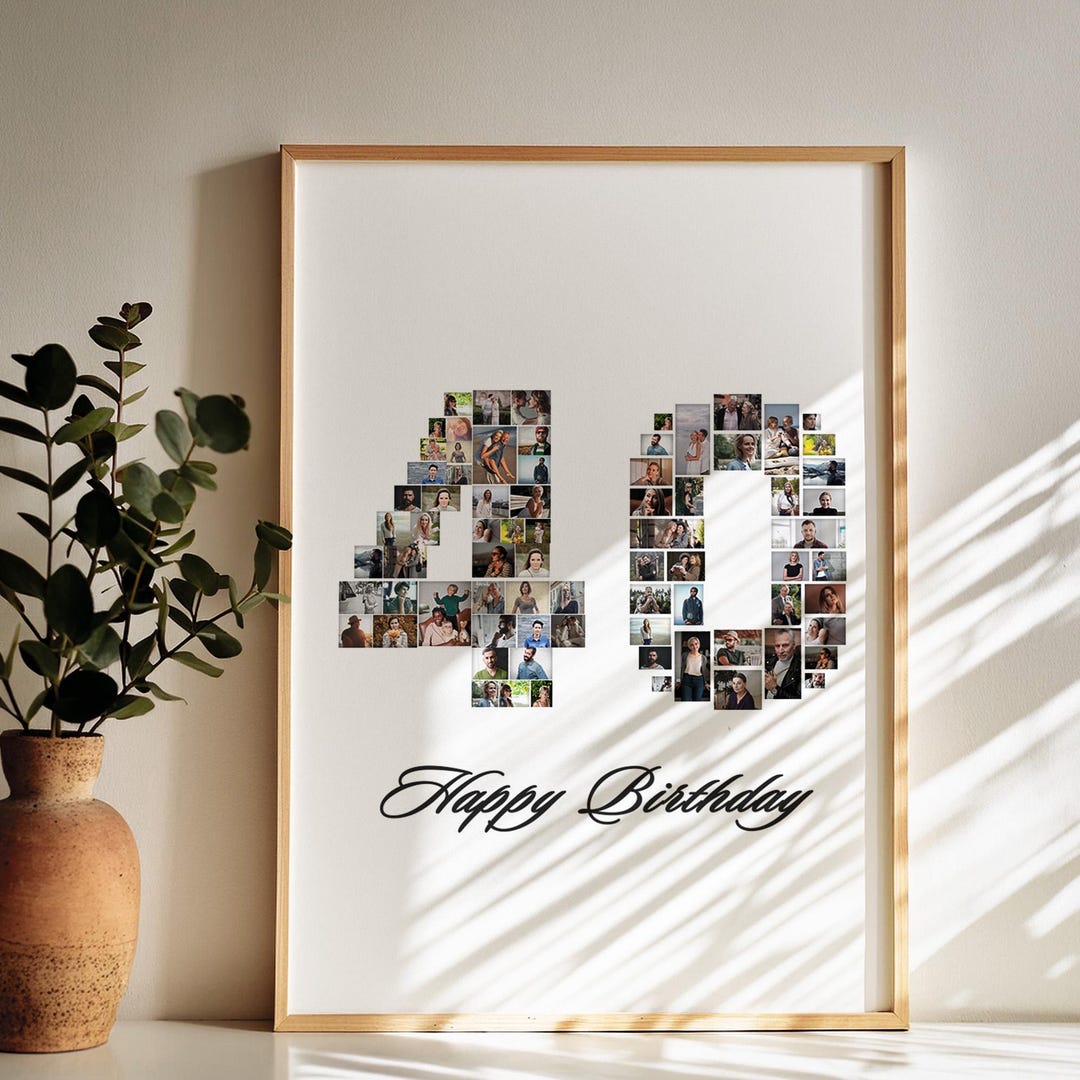 Custom 40th Birthday Photo Collage, 40th Birthday Photo Collage, Number ...