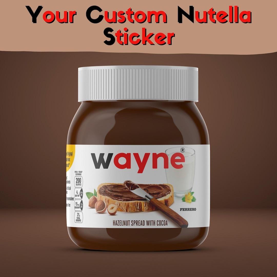 Customized Nutella Sticker, Custom Nutella Label, Nutella Lover Gift ...