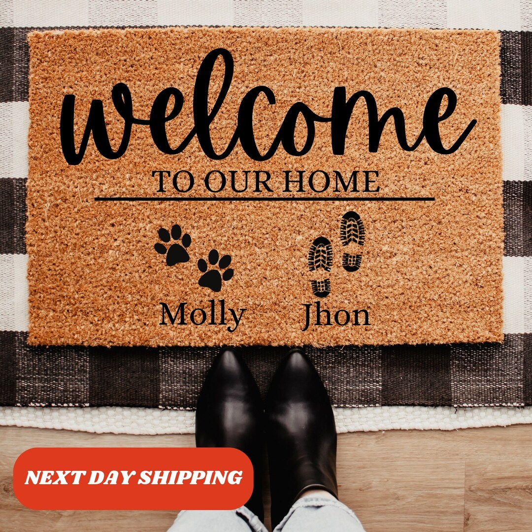 Custom Family & Pet Name Welcome Mat, Custom Names Doormat, Welcome Mat ...