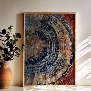 Tree Ring Framed Wall Art, Colorful Tree Ring Wall Decor, Minimalist ...