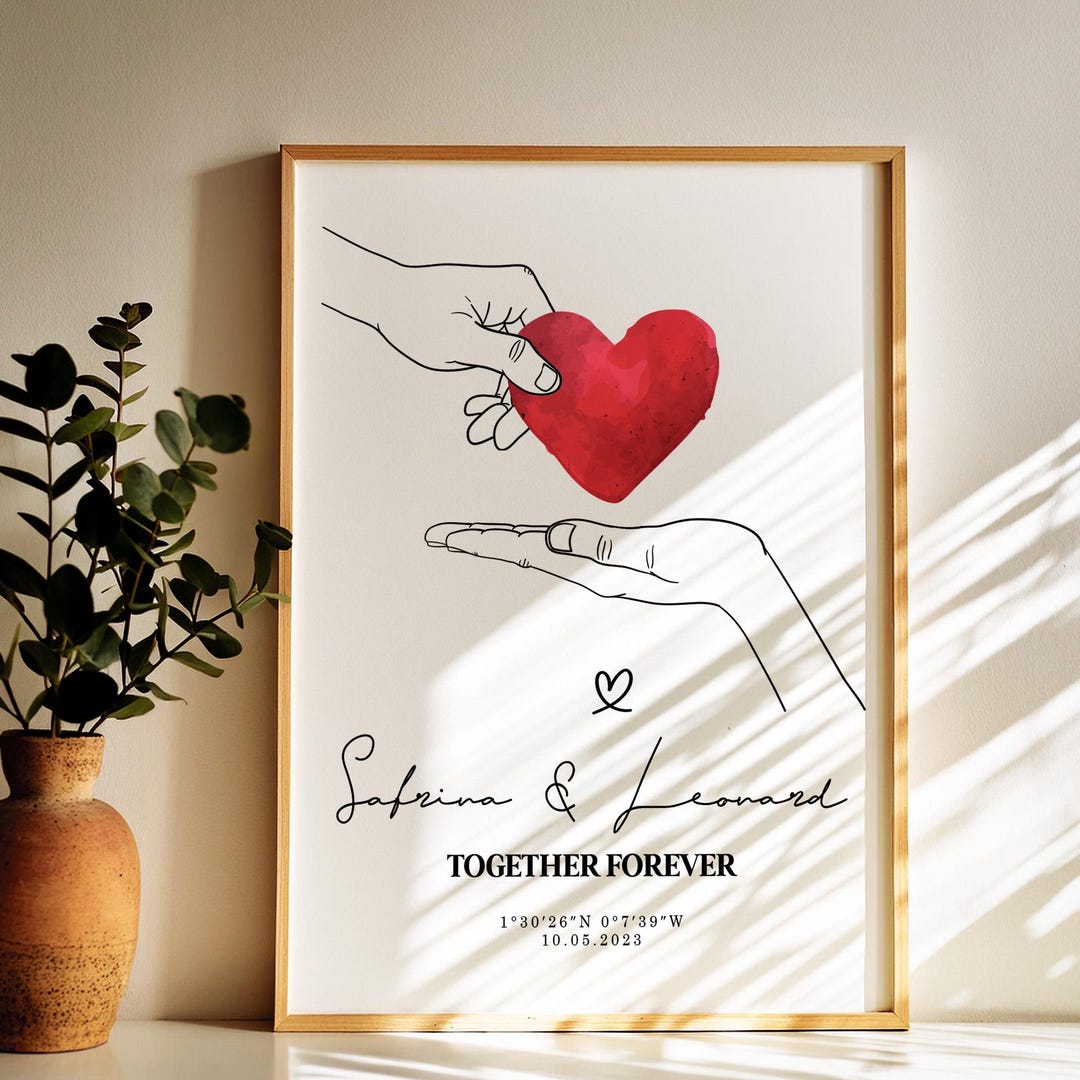 Couples Love Hands Print, Line Art Drawing, Wedding Day Print, Couple ...