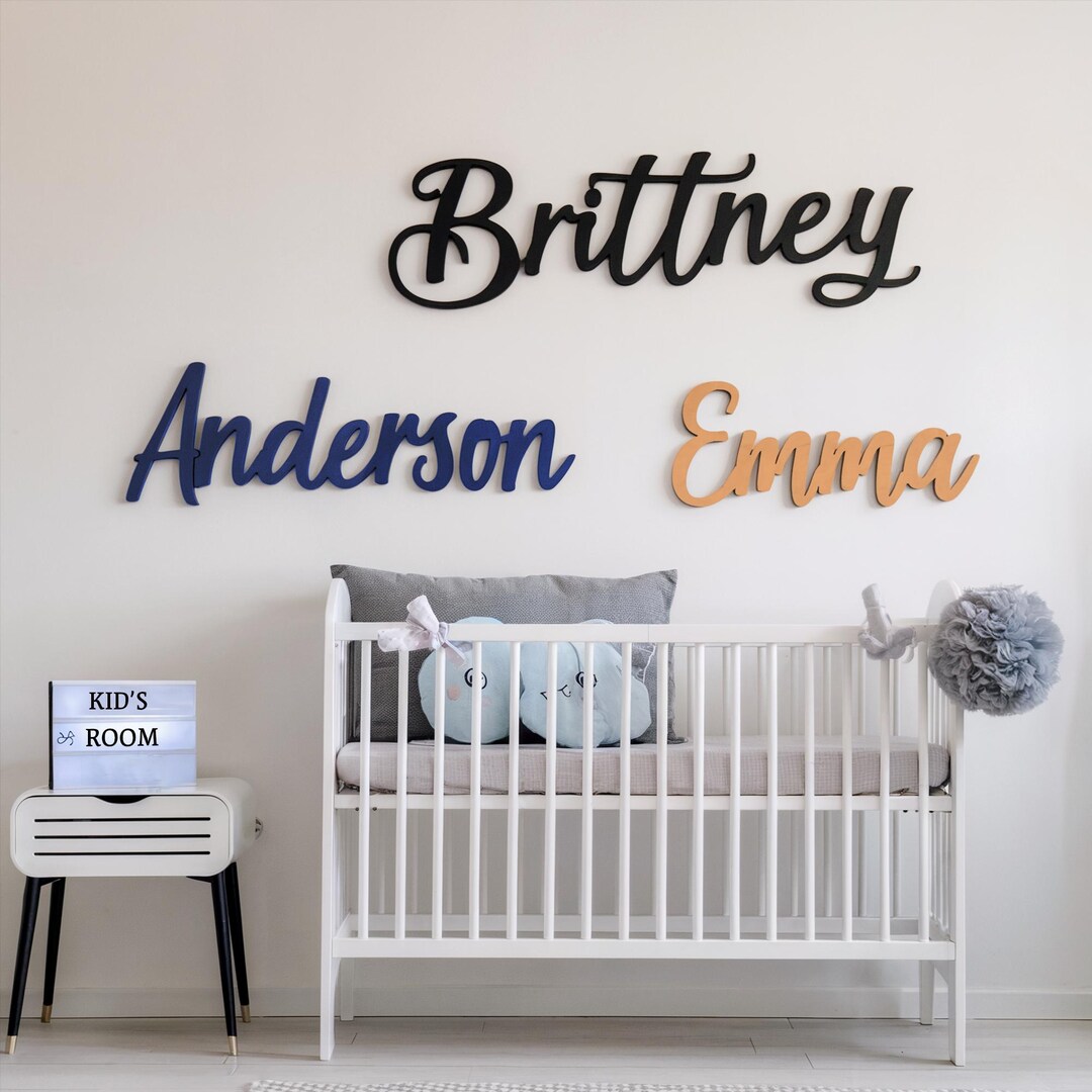Custom Baby Name Wall Sign, Wall Cutout Name, Nursery Wall Sign, Wooden ...