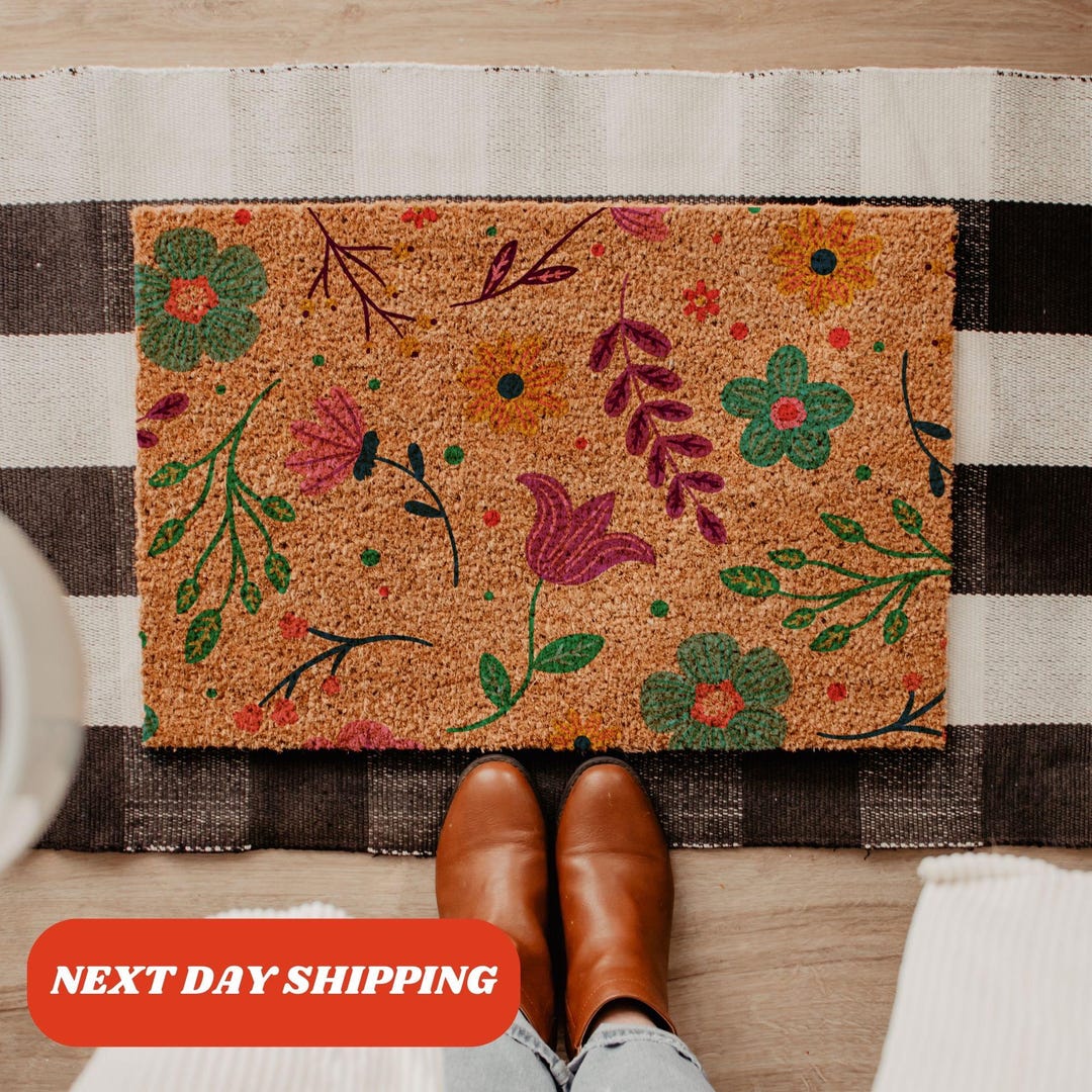 Floral Doormat, Colorful Welcome Mat, Housewarming Gift, New Home Gift ...