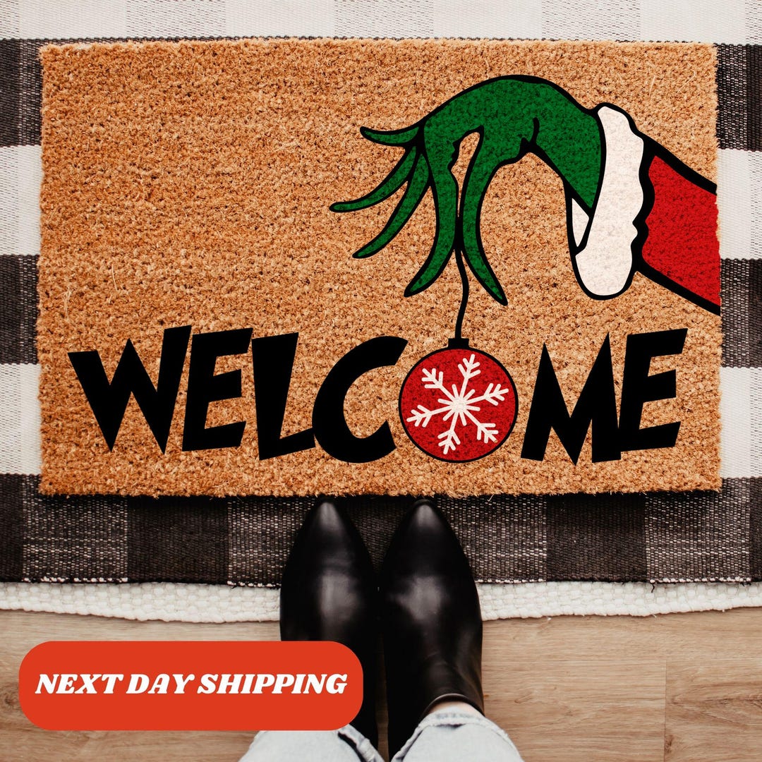 Welcome Grinch Doormat, Christmas Doormat, Grinch Decor, Christmas Gift ...