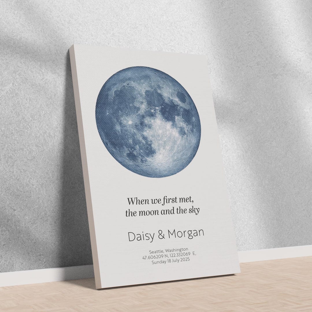 The Moon Phase Canvas Print, the Moon and Sky We Met, Custom Print ...