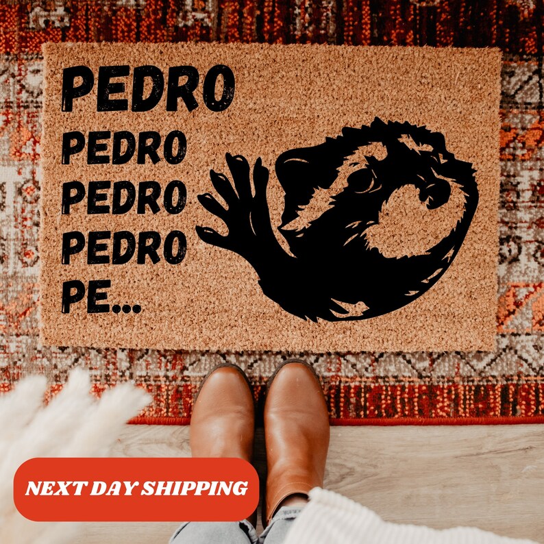 Meet Pedro the Dancing Raccoon Door Mat, Welcome Mat Pedro Pedro, Funny ...