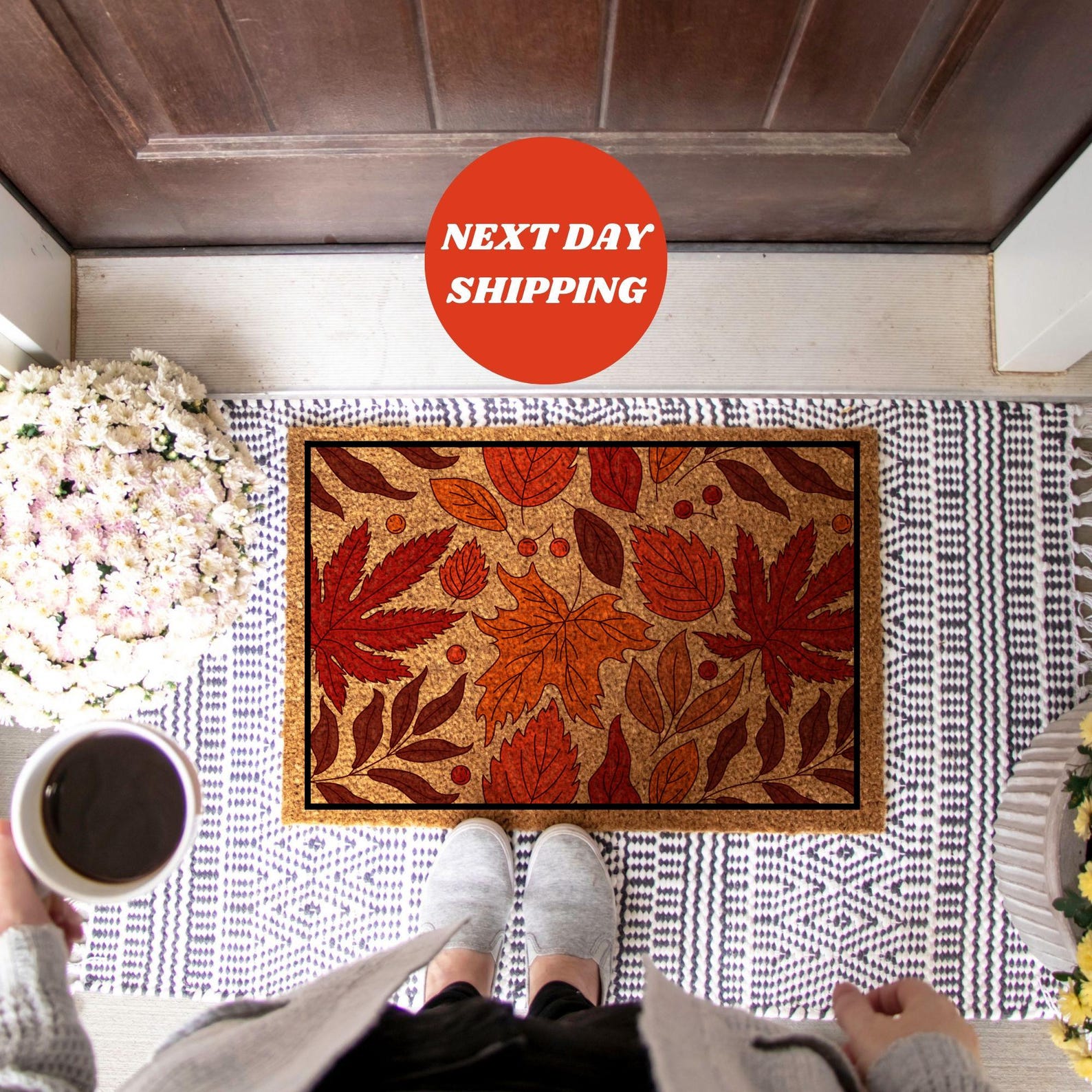 Maple Leaf Doormat, Fall Porch Decor, Fall Season, Front Doormat, Fall ...