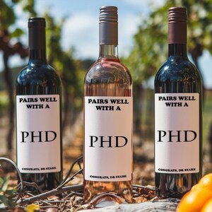 Pairs Well With A PHD Champagne Label, Graduation Gift, Graduation Wine ...