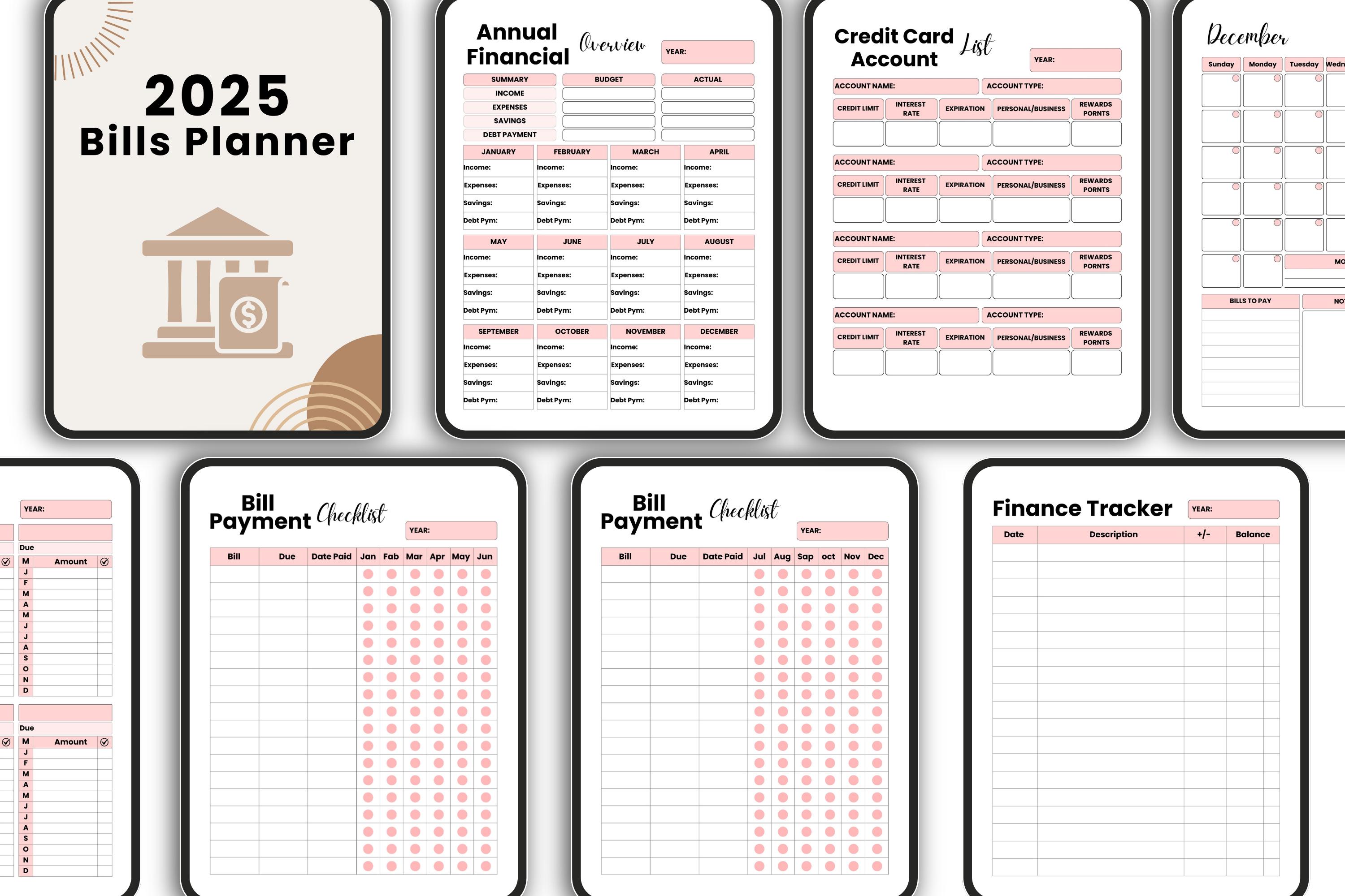 2025 Bills Planner | Bill Due Reminder| Budgeting Journal |money Saving ...