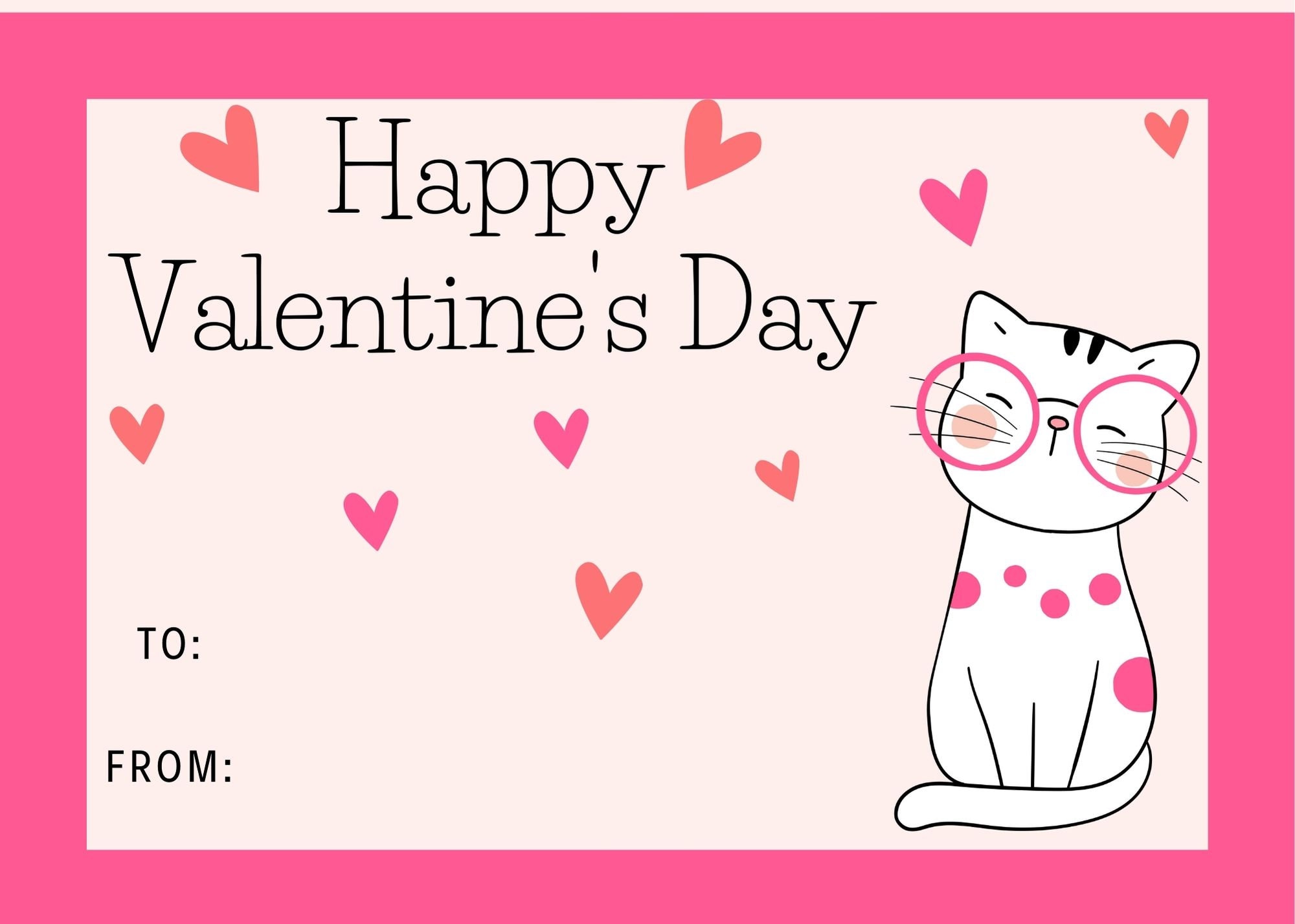 Printable Cat Valentines Day Cards, Elementary Valentines Cards ...