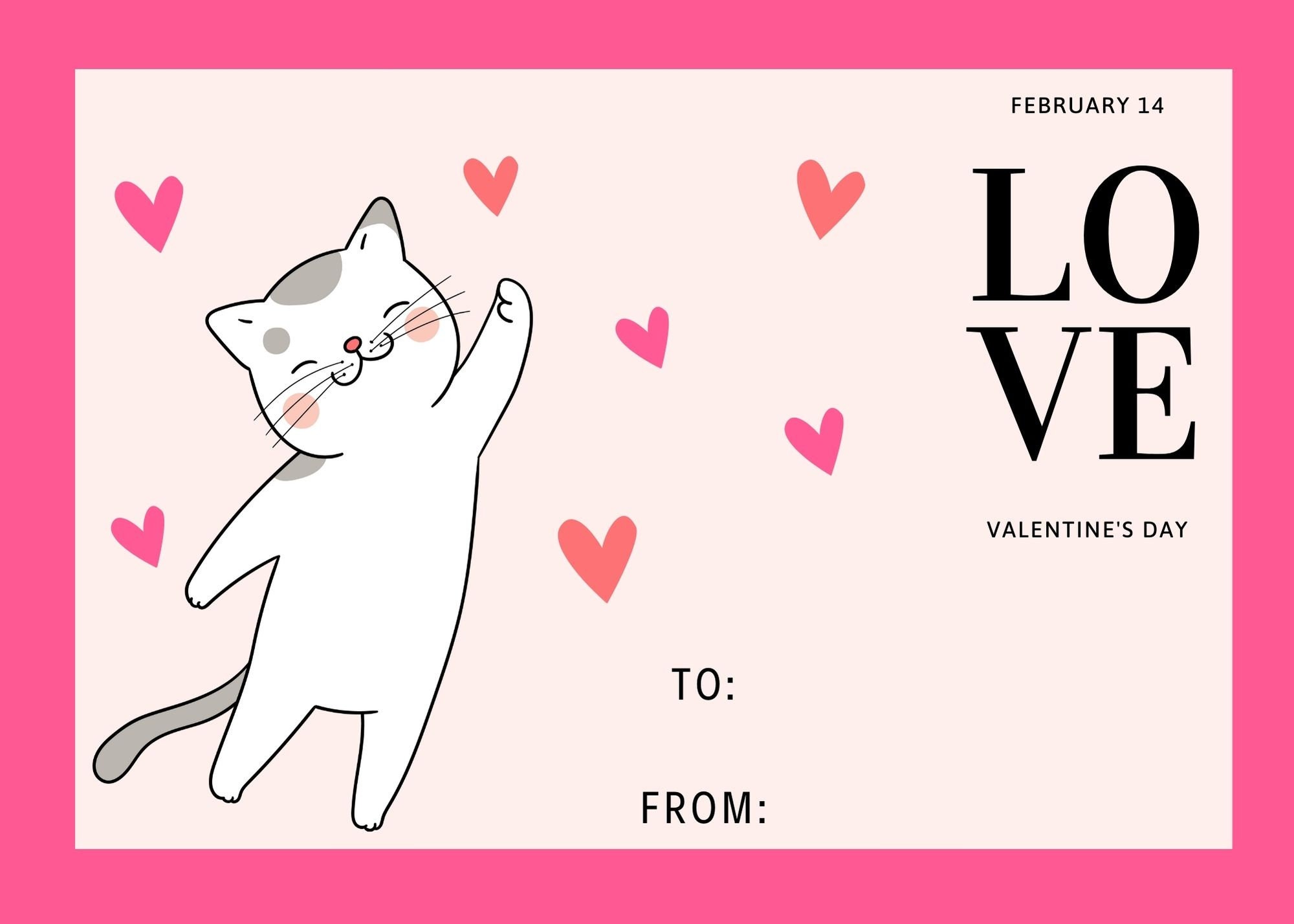 Printable Cat Valentines Day Cards, Elementary Valentines Cards ...