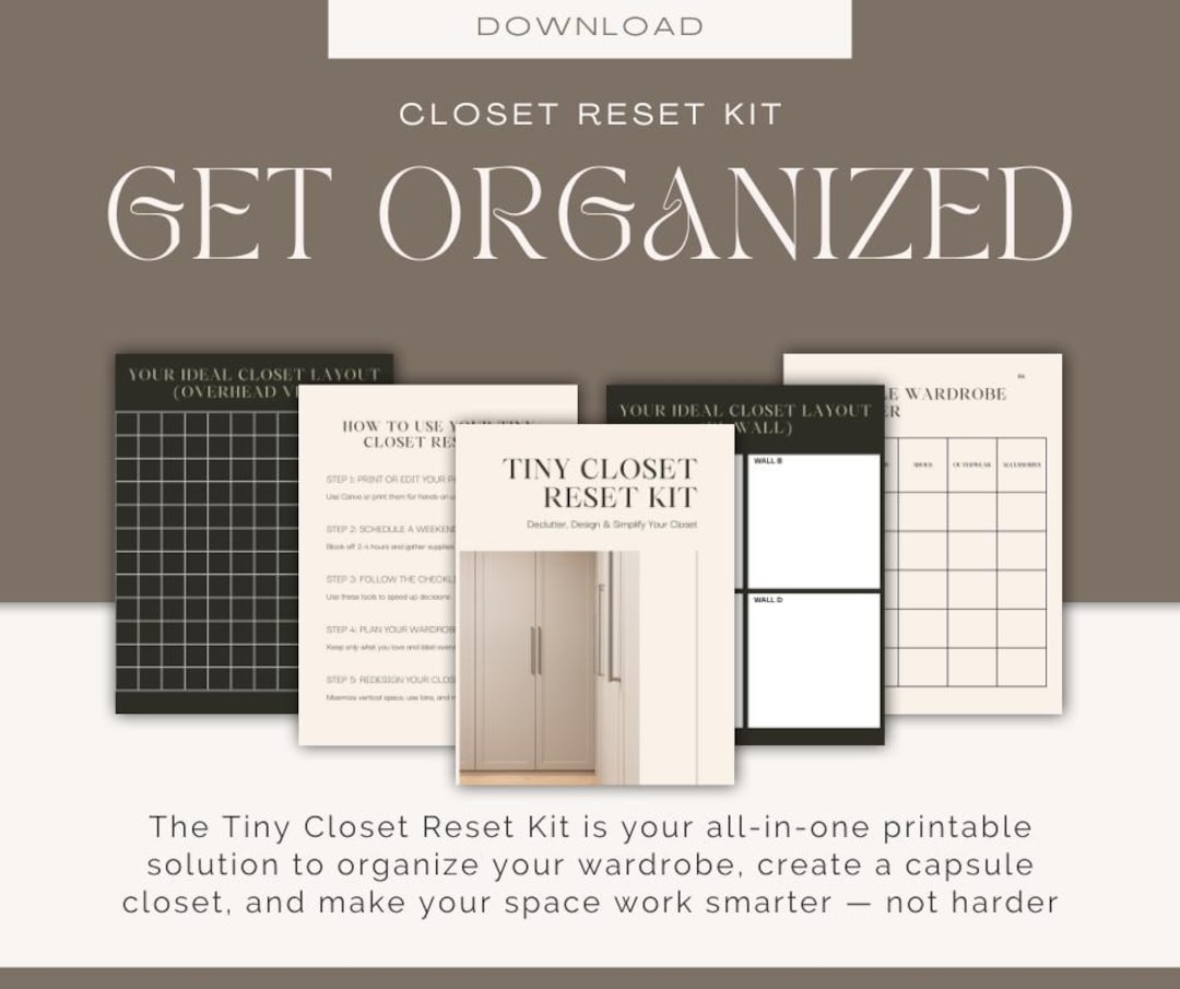 Tiny Closet Reset Kit | Printable Closet Organizer, Capsule Wardrobe ...