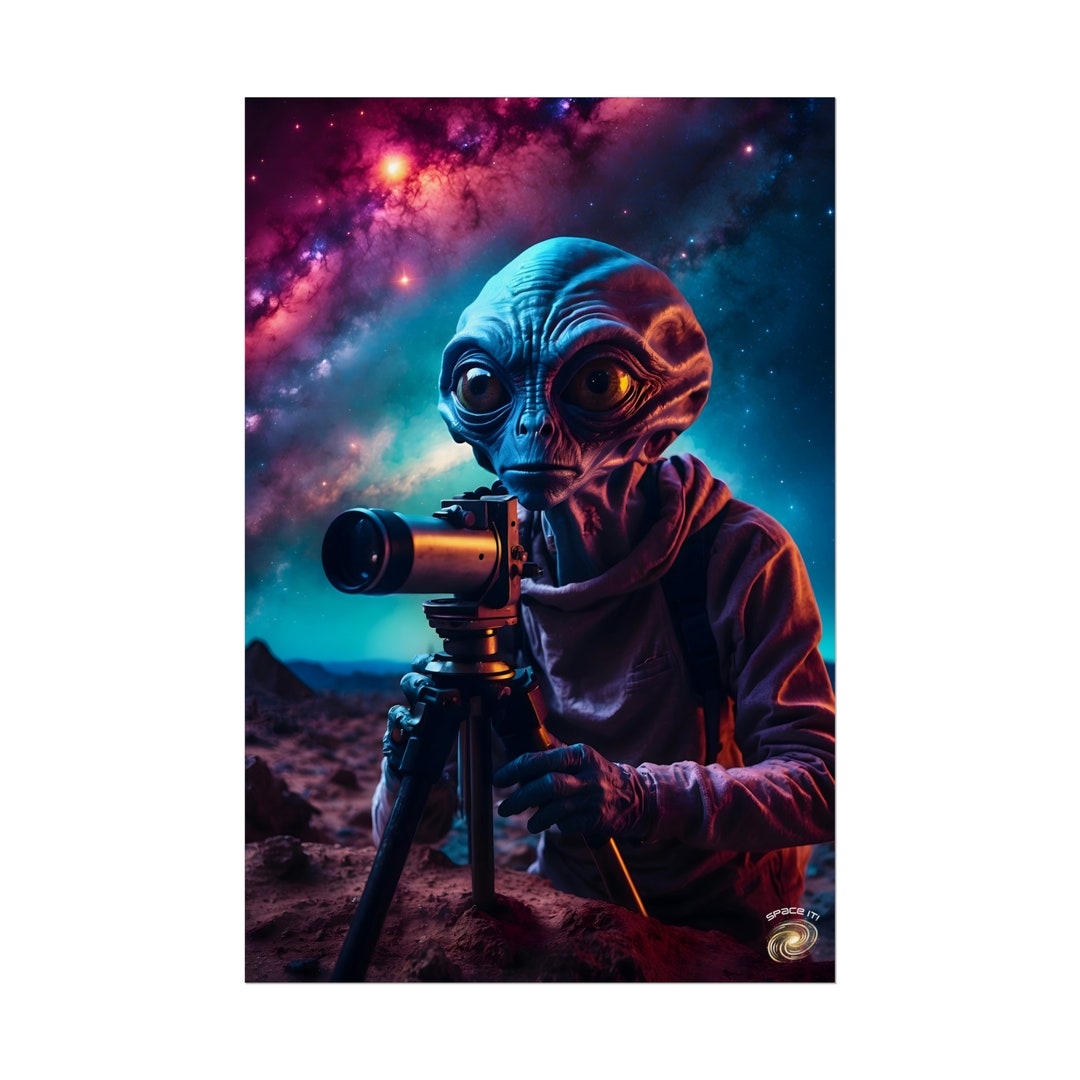 Space Poster, Alien Astronomer, Wall Decor, Dorm Decor, Bedroom Decor ...