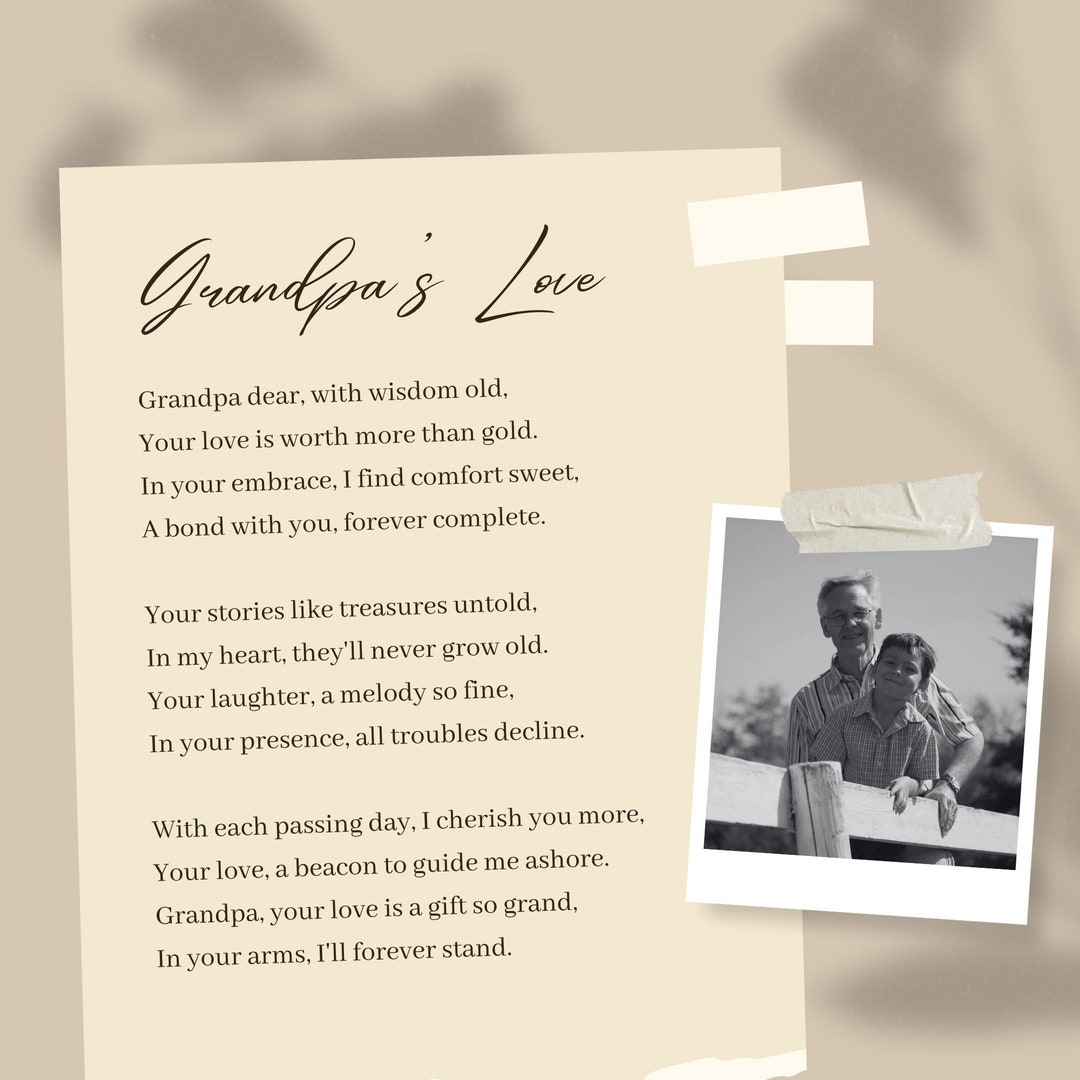 Personalized Love Poem for Grandpa Heartfelt Tribute - Etsy