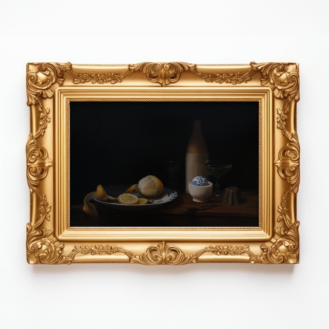 Dark Dutch Lemon Still Life Art Print - From Original Oil Painting - Etsy