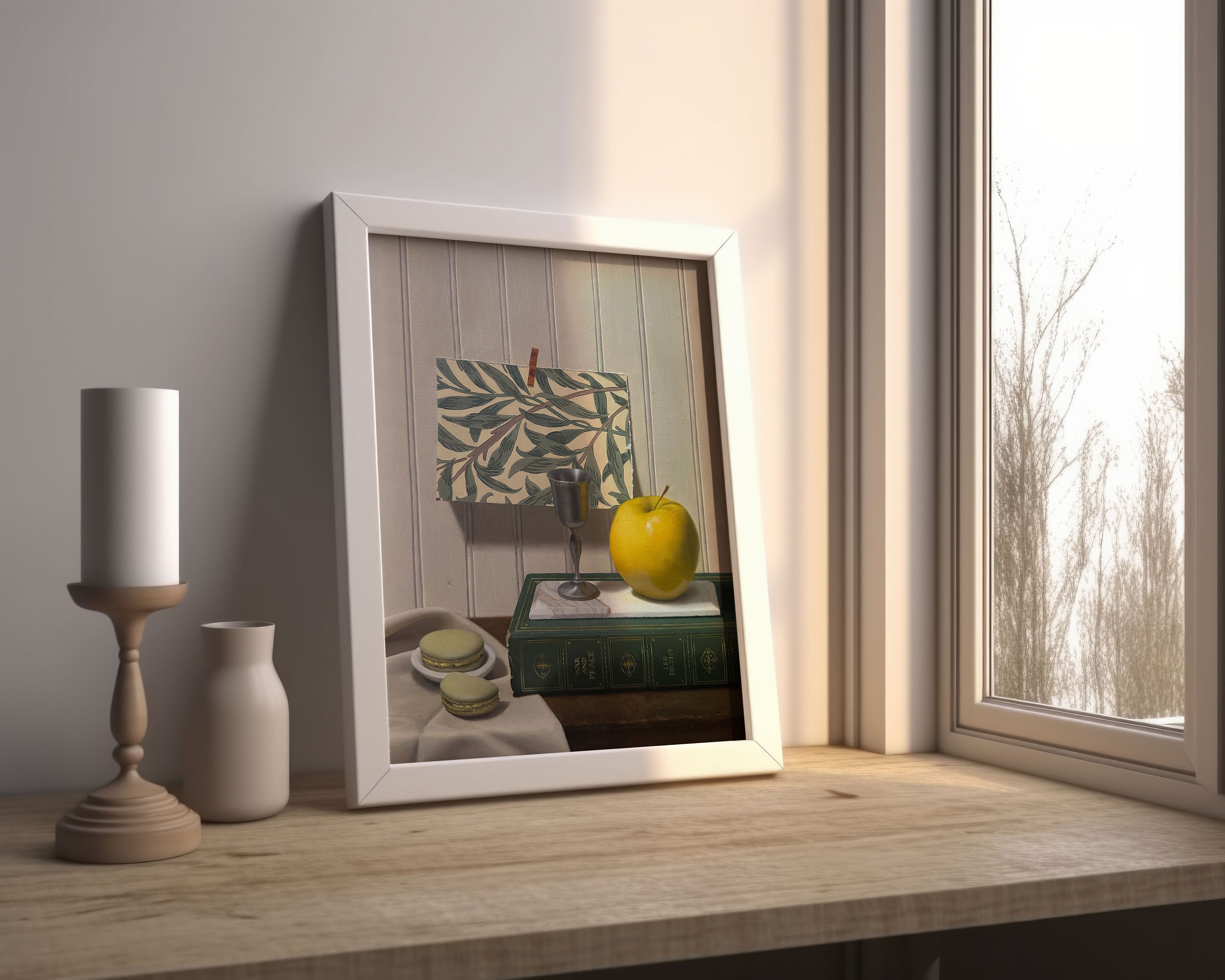 Still Life With Golden Apple Art Print - From Original Oil Painting - Etsy
