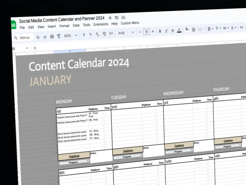 Social Media Content Calendar | Online Content Organizer | Content ...
