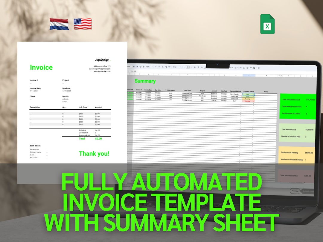 Professional Google Sheets Invoice Template With Automated Summary ...