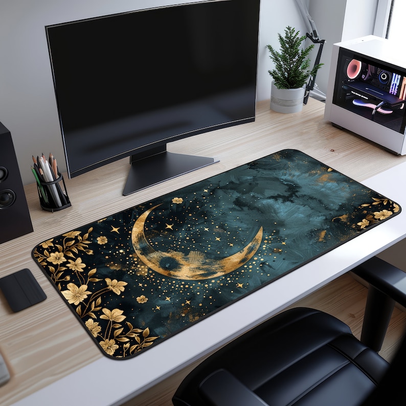 Night Sky Mousepad | Dreamy Night Sky Desk Mat | Stars & Moon Mouse Pad ...